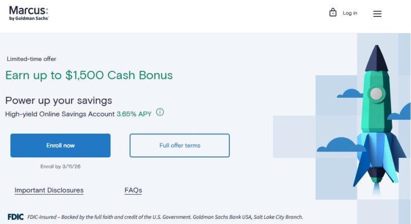 Marcus by Goldman Sachs up to $1,500 New Account Bonus