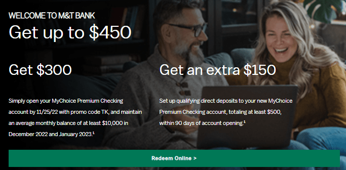 M&T Bank Promotions: Up to $350 New Checking Bonus