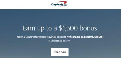 Capital One 360 Promotions: $250 Checking, $1500 Savings